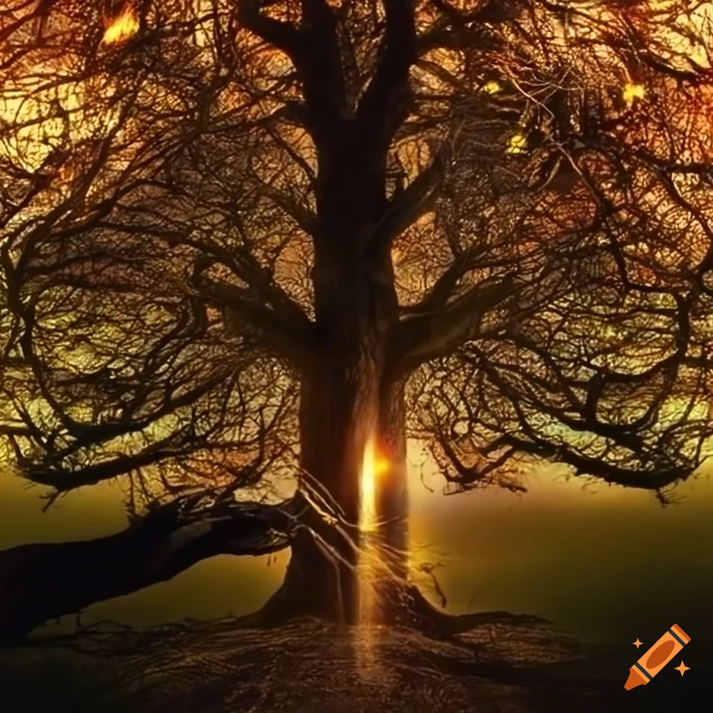 Conceptual art of a falling tree on Craiyon