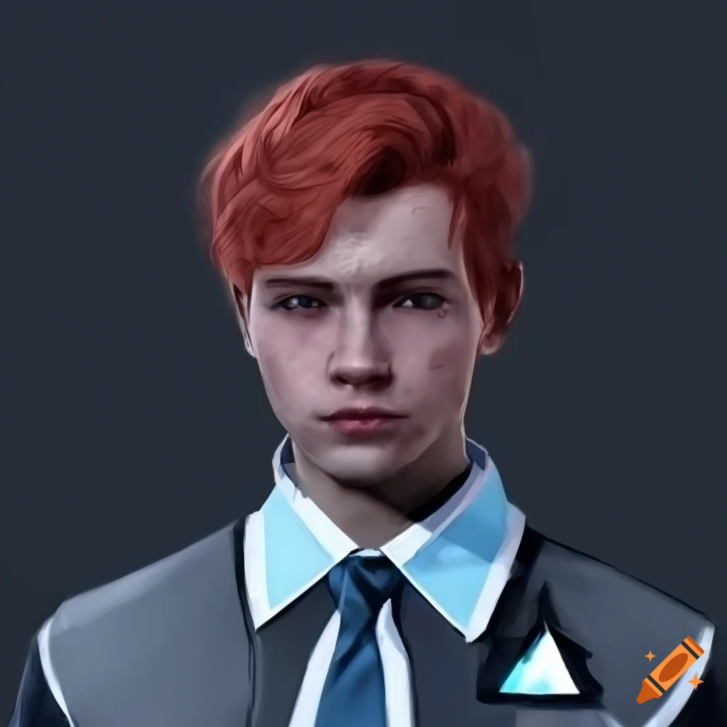 Detroit: become human inspired original character with red wavy hair ...