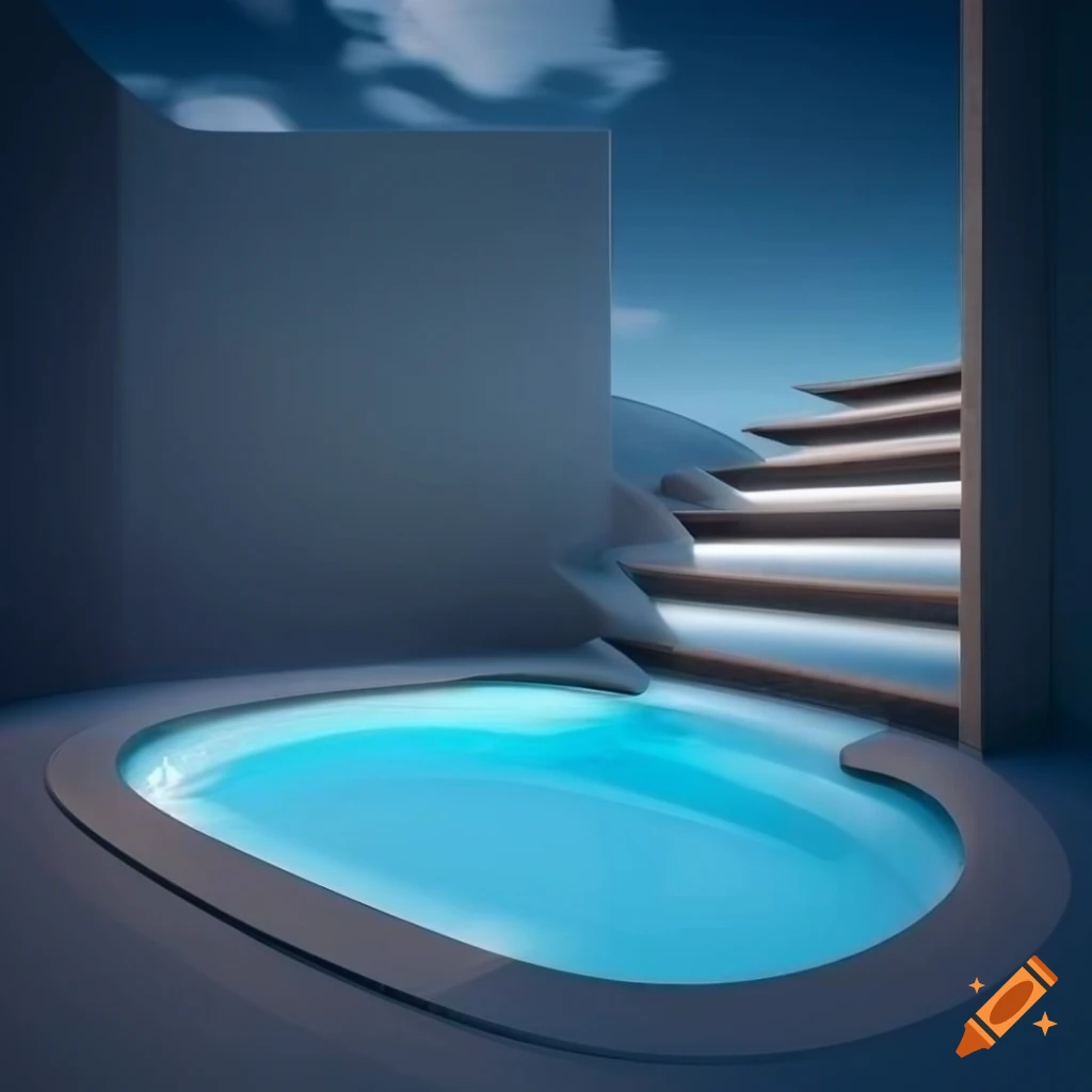 3d rendered architecture of a spa with pools and waterfalls on Craiyon