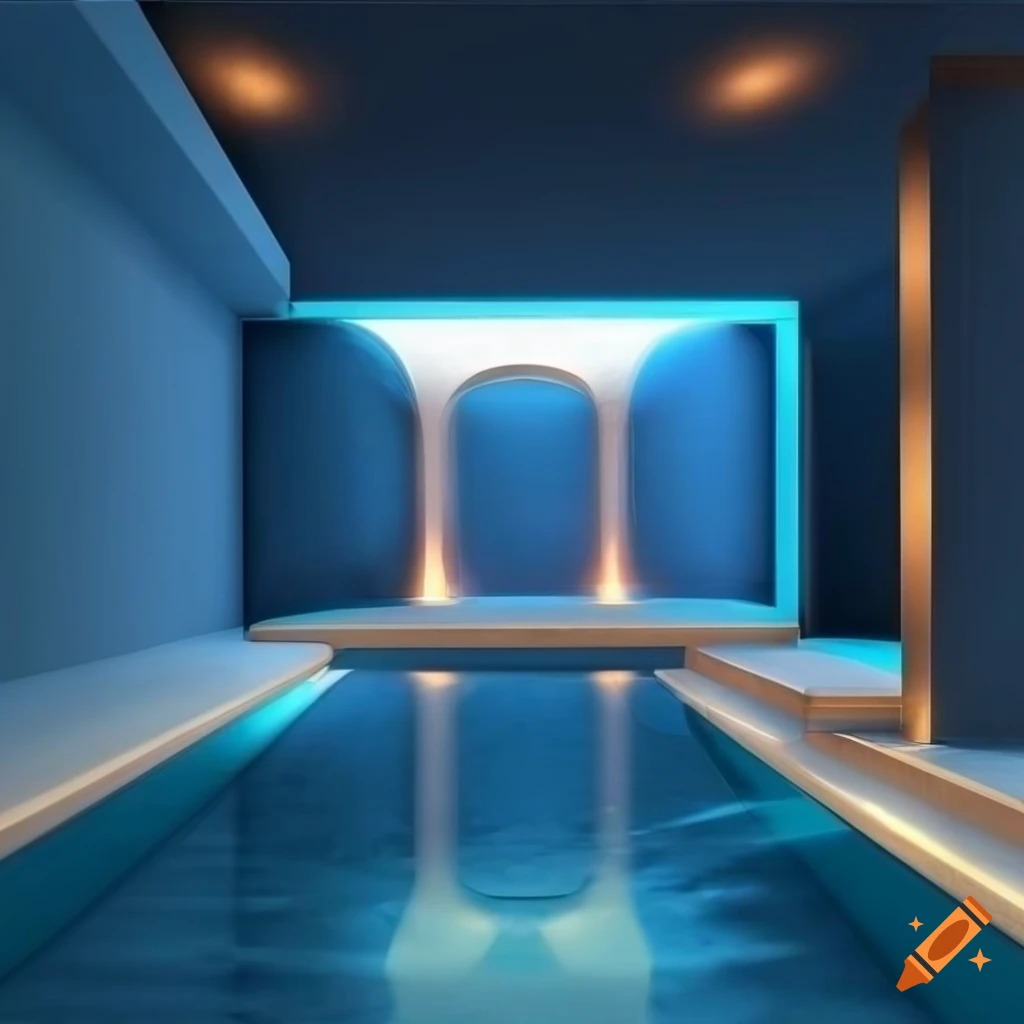 Surreal spa interior with flowing curvy forms on Craiyon