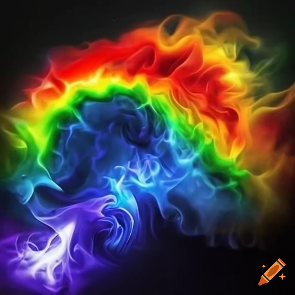 Rainbow fire artwork on Craiyon