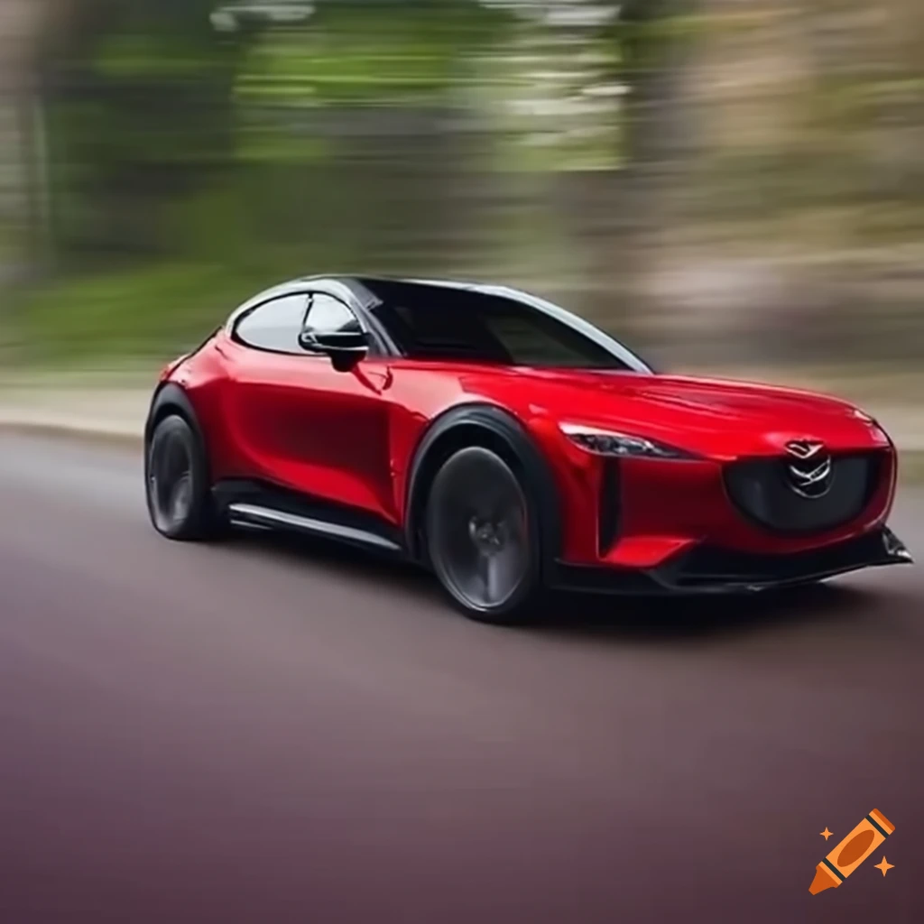 Red mazda rx-z compact electric crossover coupe