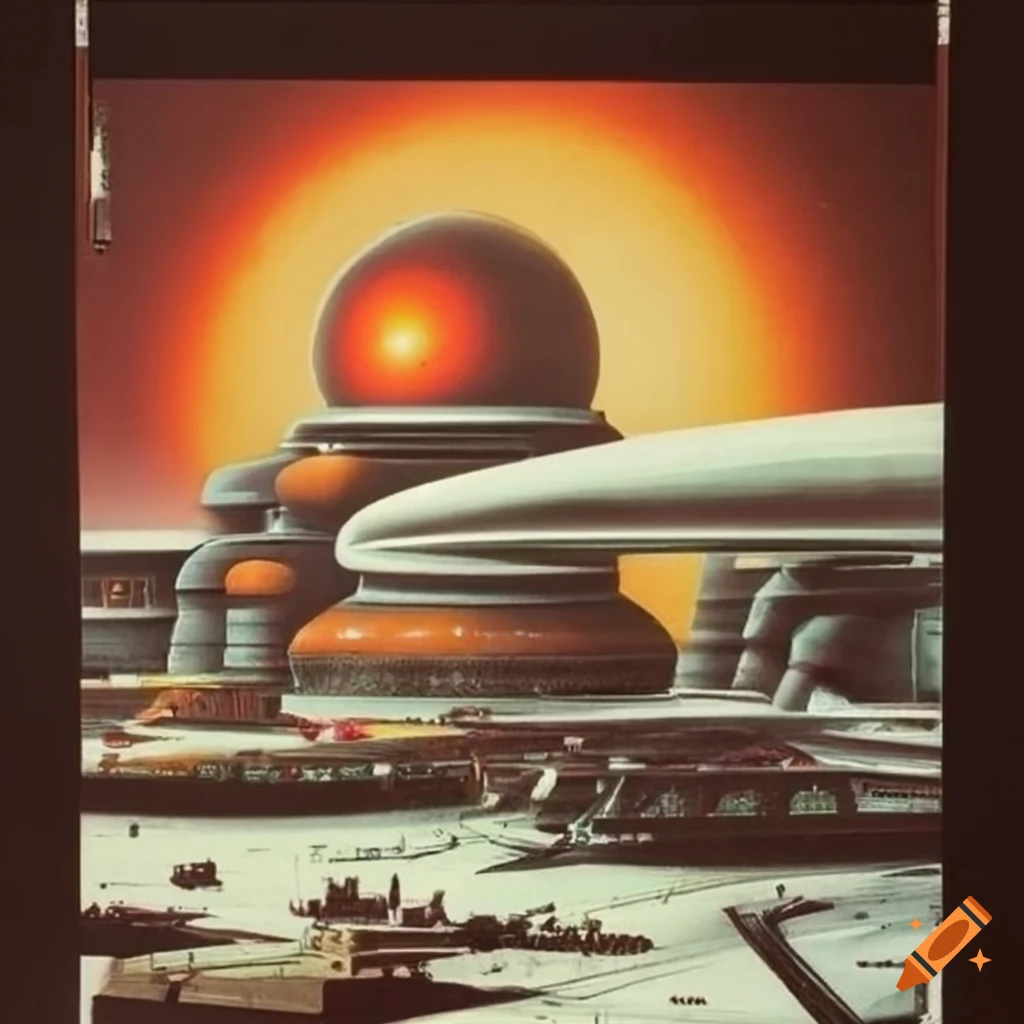 70s sci-fi art of a venusian industrial megasructure on Craiyon