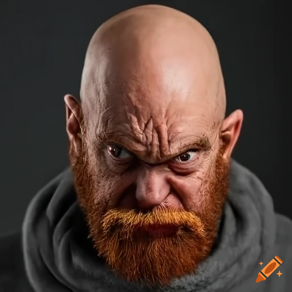 Portrait of an angry middle-aged man with a red beard on Craiyon