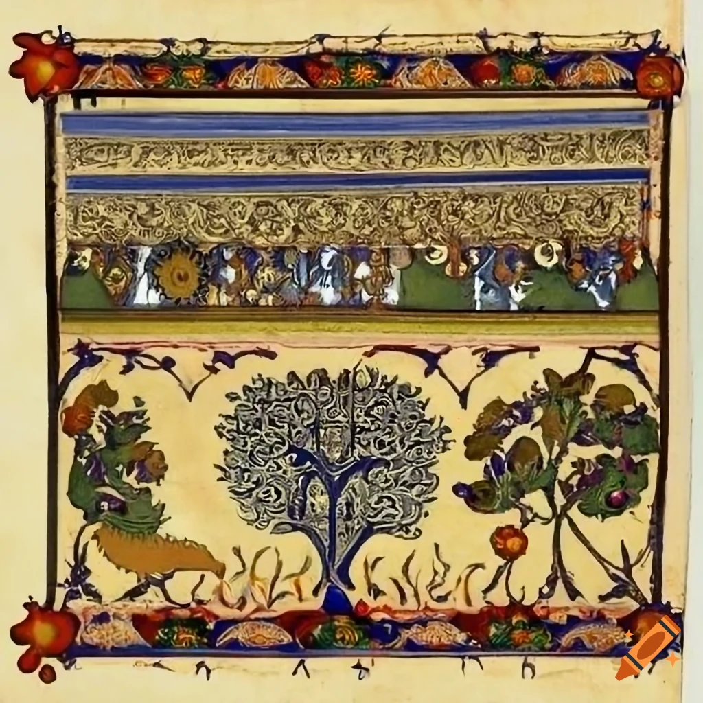 High resolution illuminated manuscript with ornate calligraphy on Craiyon