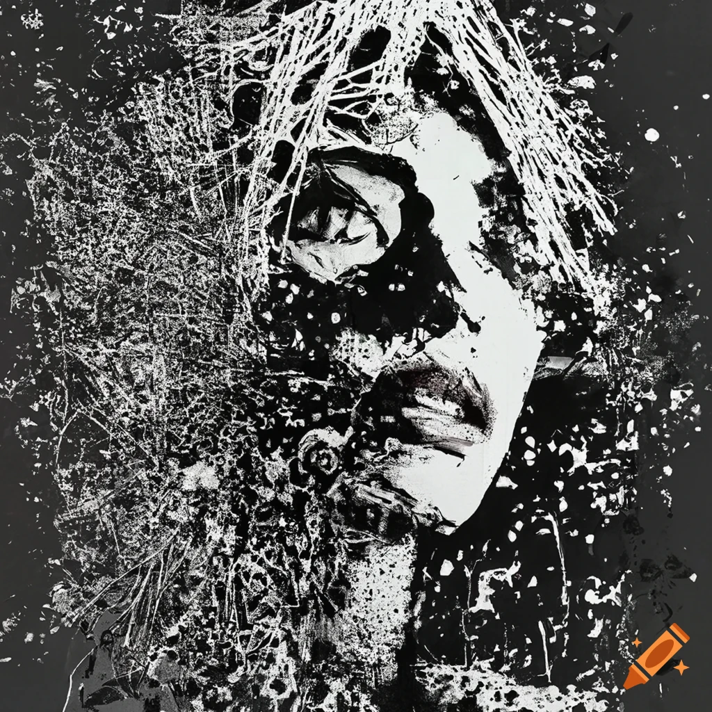 Black and white negative space portrait art on Craiyon