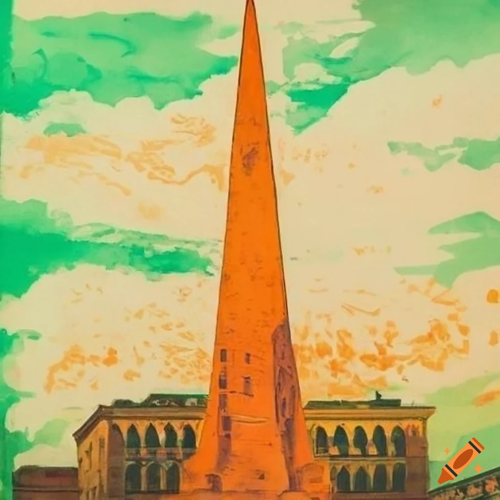 Spire of dublin in soviet era propaganda style