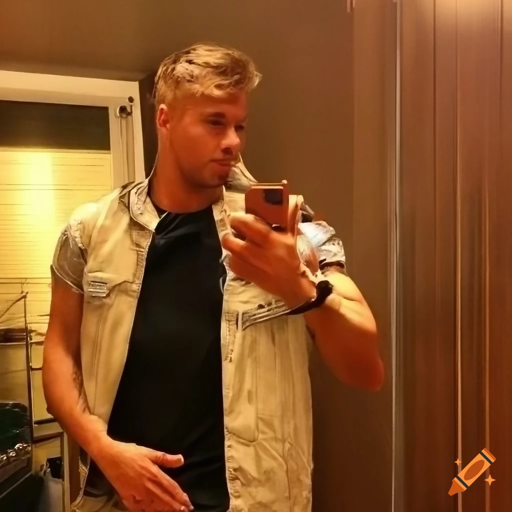 Mirror selfie of a rugged man on Craiyon