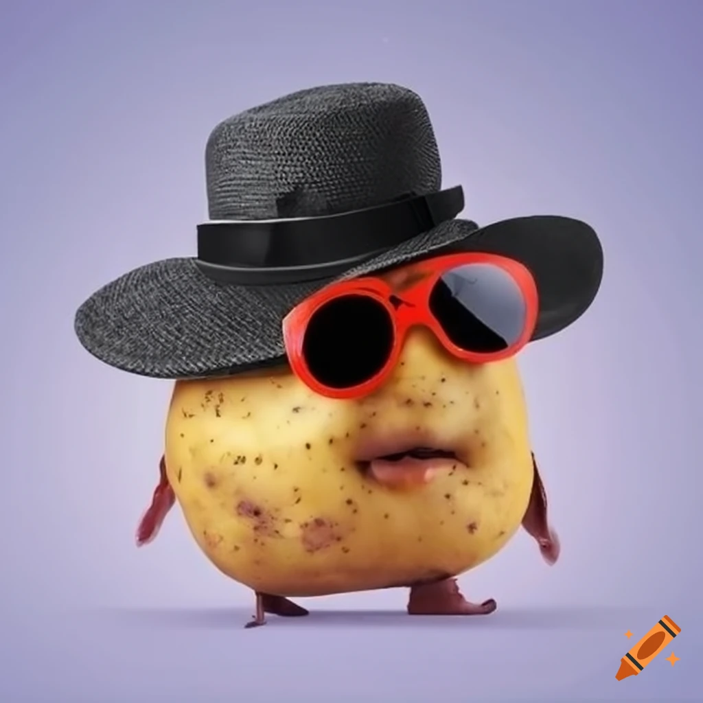 Funny potato with hat and sunglasses on Craiyon