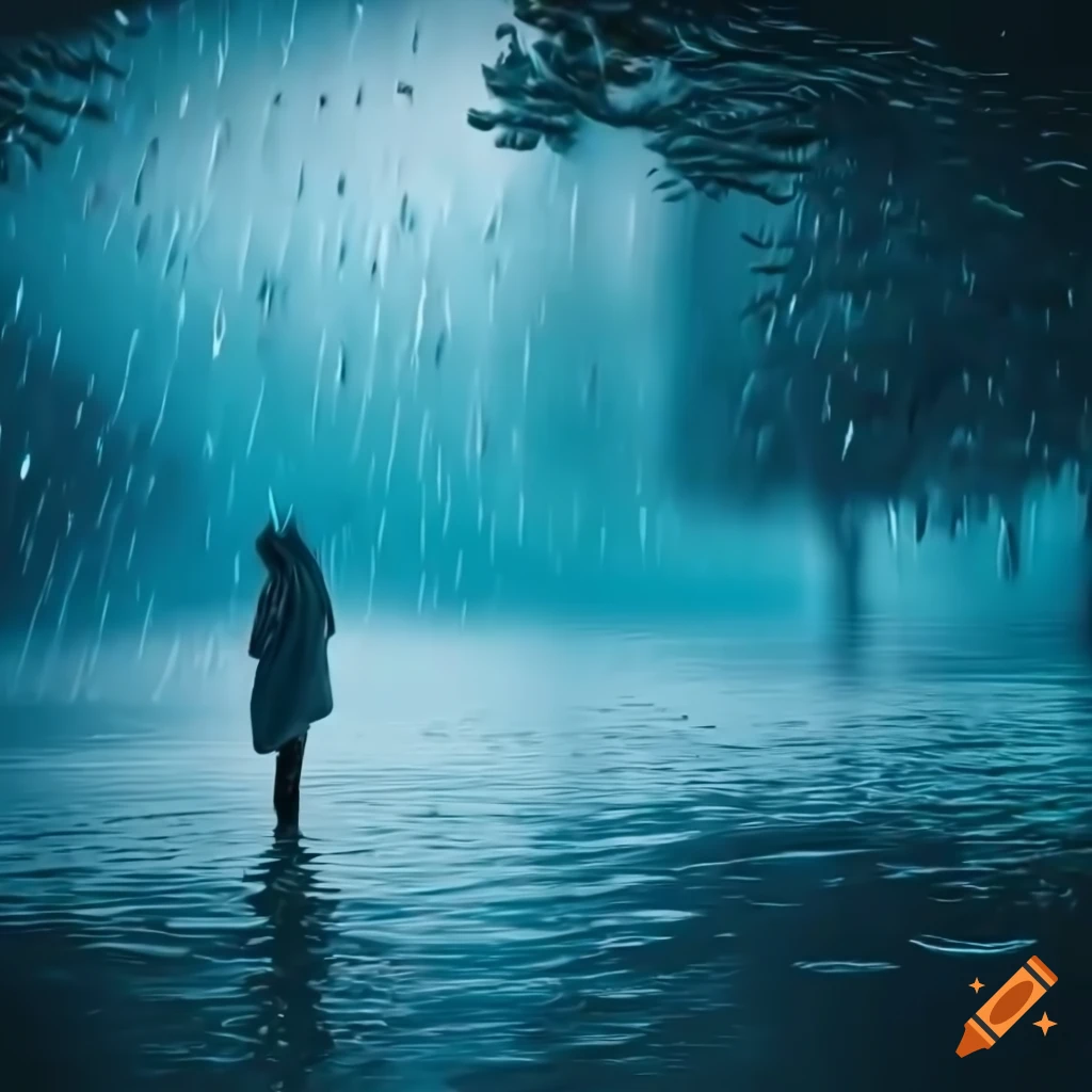 Realistic 3D rain scene on Craiyon