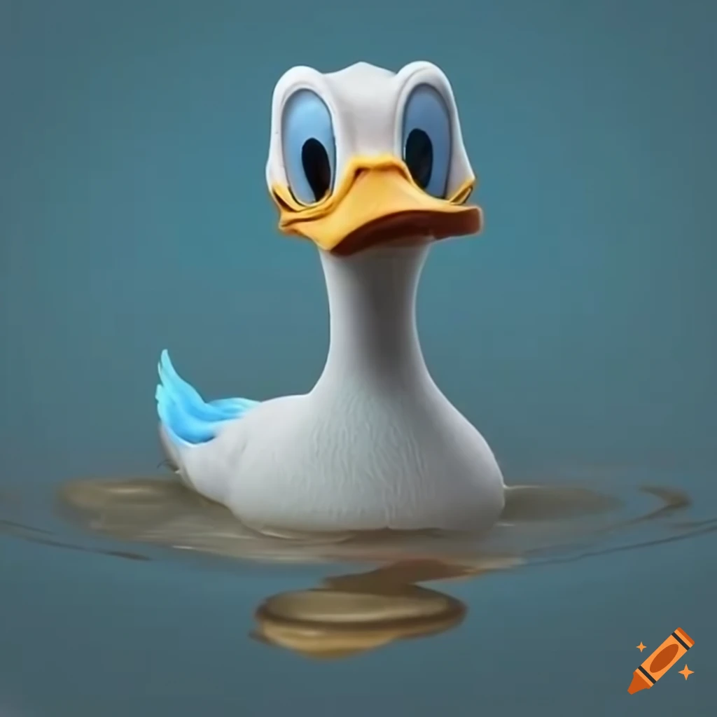 Cgi image of donald duck in a real lake