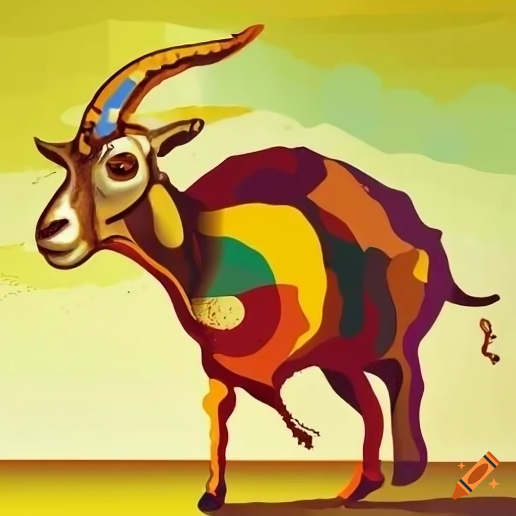 Artistic depiction of a goat playing football on Craiyon