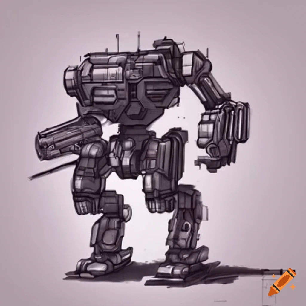 Mecha blueprint with scanner and shotgun on Craiyon