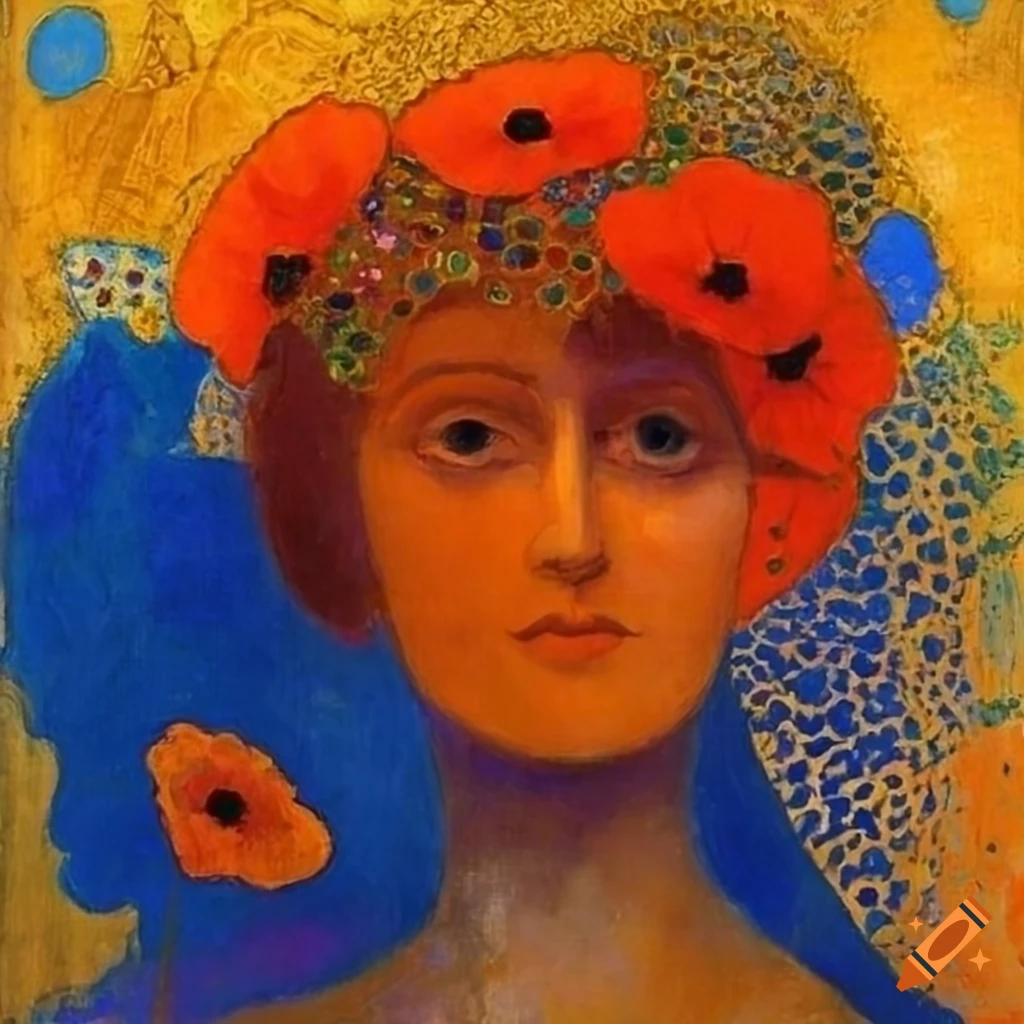 Graphic abstract art with blue, yellow, and orange squares on Craiyon