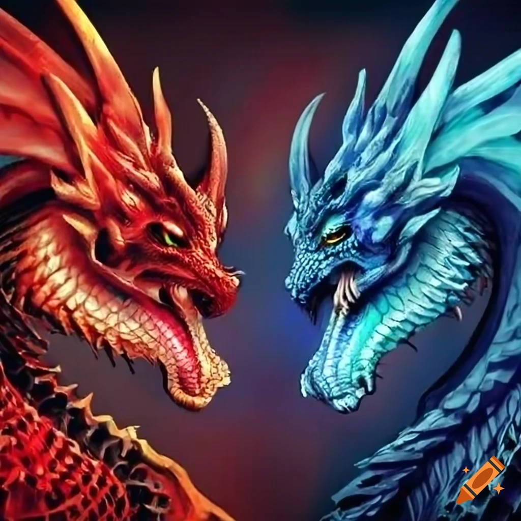 Artwork of two dragons in love on Craiyon