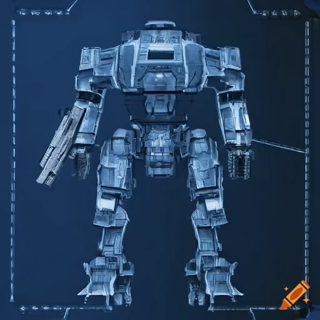 Light mecha blueprint with advanced scanning capabilities and armed ...