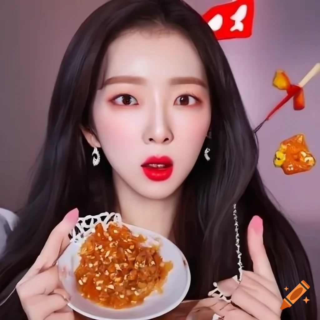 ASMR video of Red Velvet's Irene eating Chinese food on Craiyon