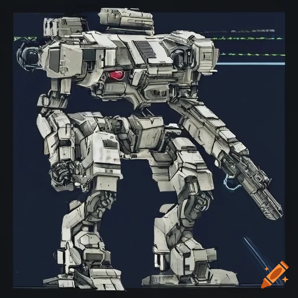 Light mecha blueprint with advanced scanning capabilities and armed ...