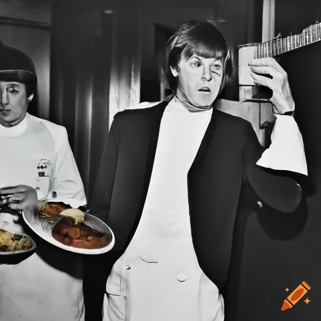 Paul McCartney as a chef serving food on Craiyon