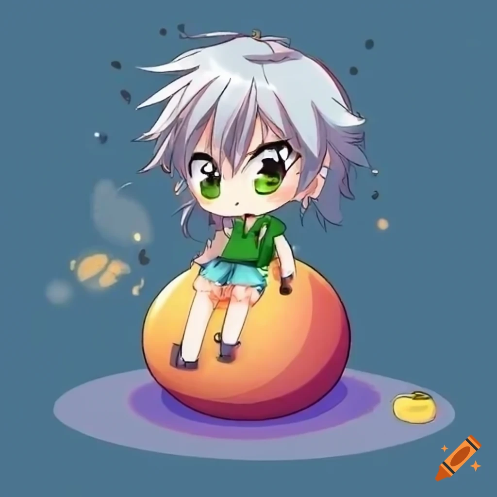 Cute anime chibi bouncing on an exercise ball on Craiyon
