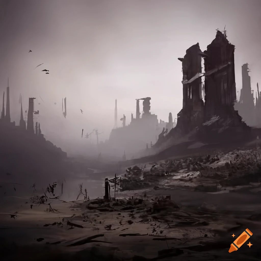 Post-apocalyptic wasteland landscape on Craiyon