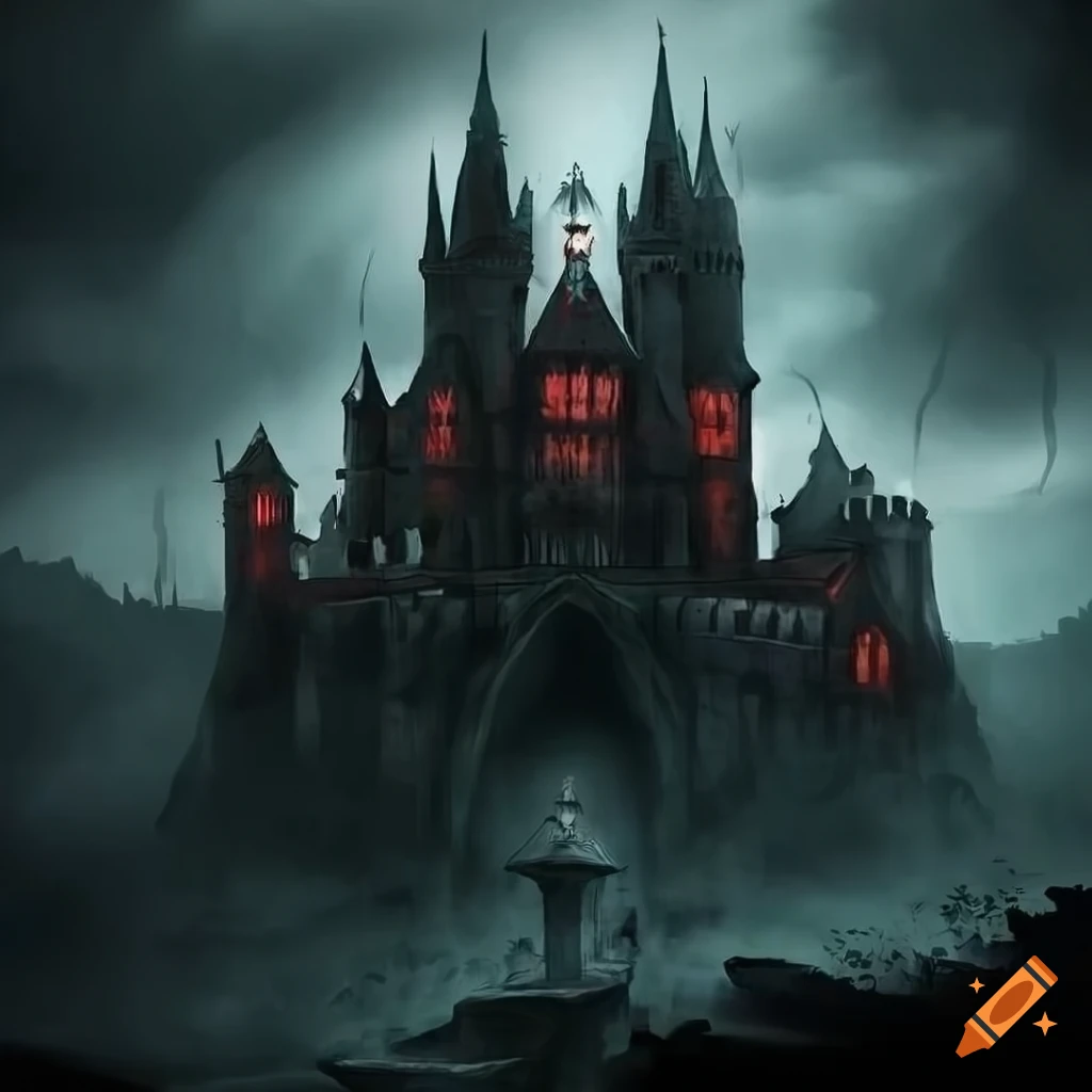 Sinister gothic castle artwork on Craiyon
