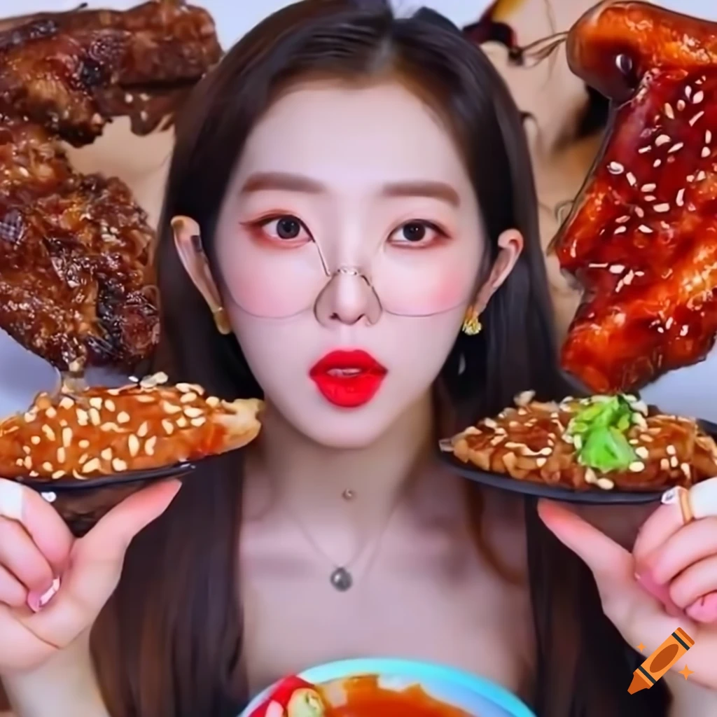 ASMR video of Red Velvet's Irene eating Chinese food on Craiyon