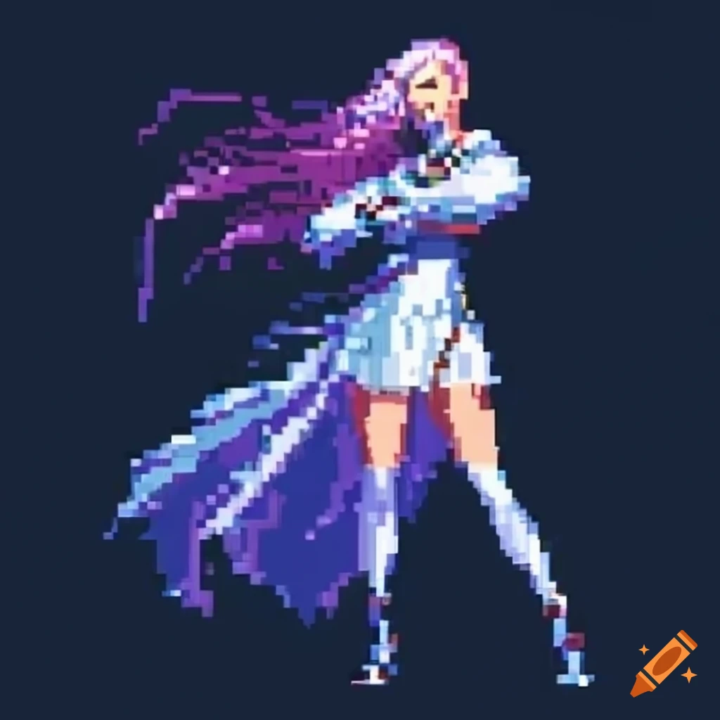 Ayami Kojima inspired pixel art of a female character on Craiyon