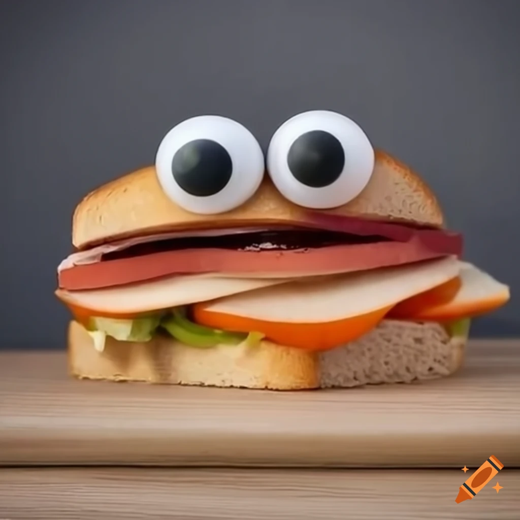 Funny sandwich with googly eyes on Craiyon