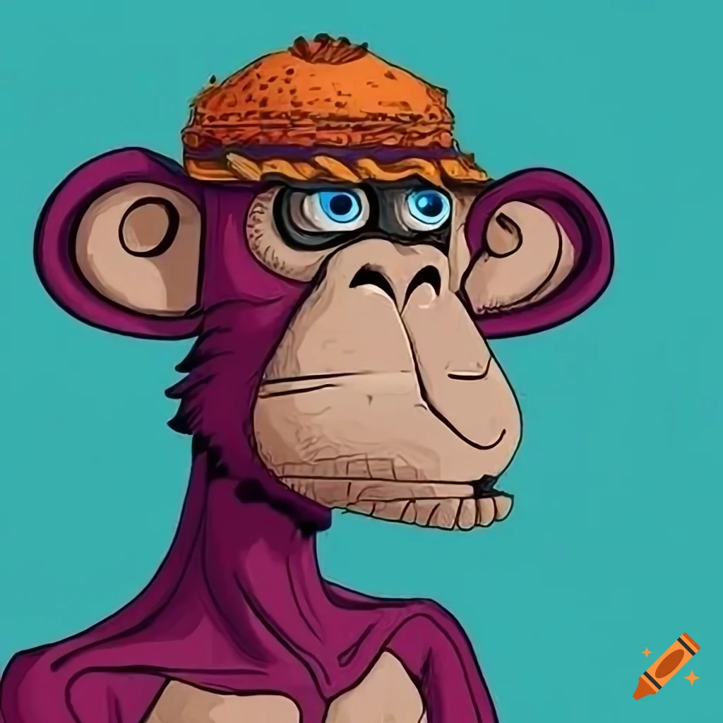 Colorful and unique art nft featuring a friendly monkey on Craiyon