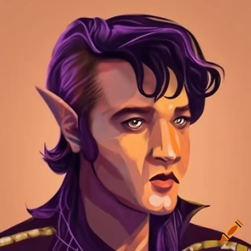 Fantasy art of elvis presley as an elven bard on Craiyon