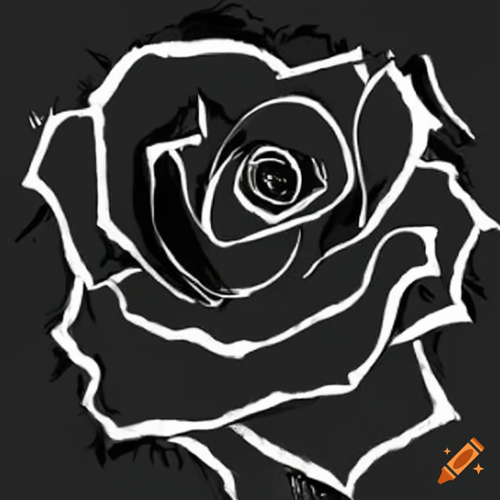 Ink drawing of a black rose on Craiyon