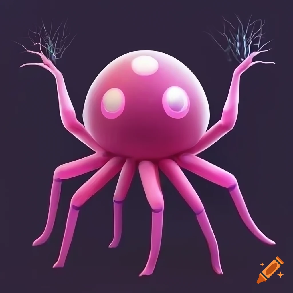 Stylized cute arachnorb with magenta color on Craiyon