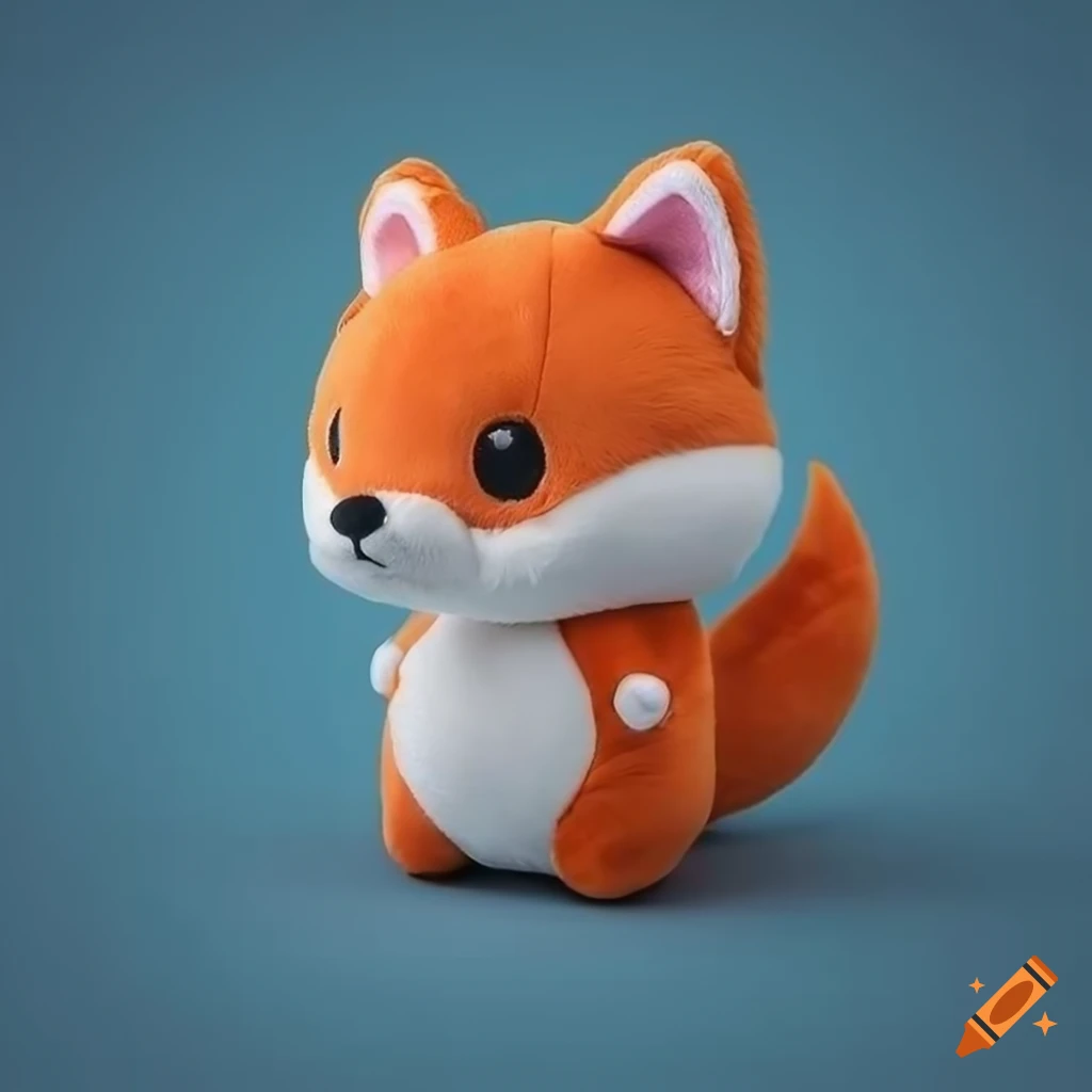 Cute and shocked Squishy fox plush toy on Craiyon