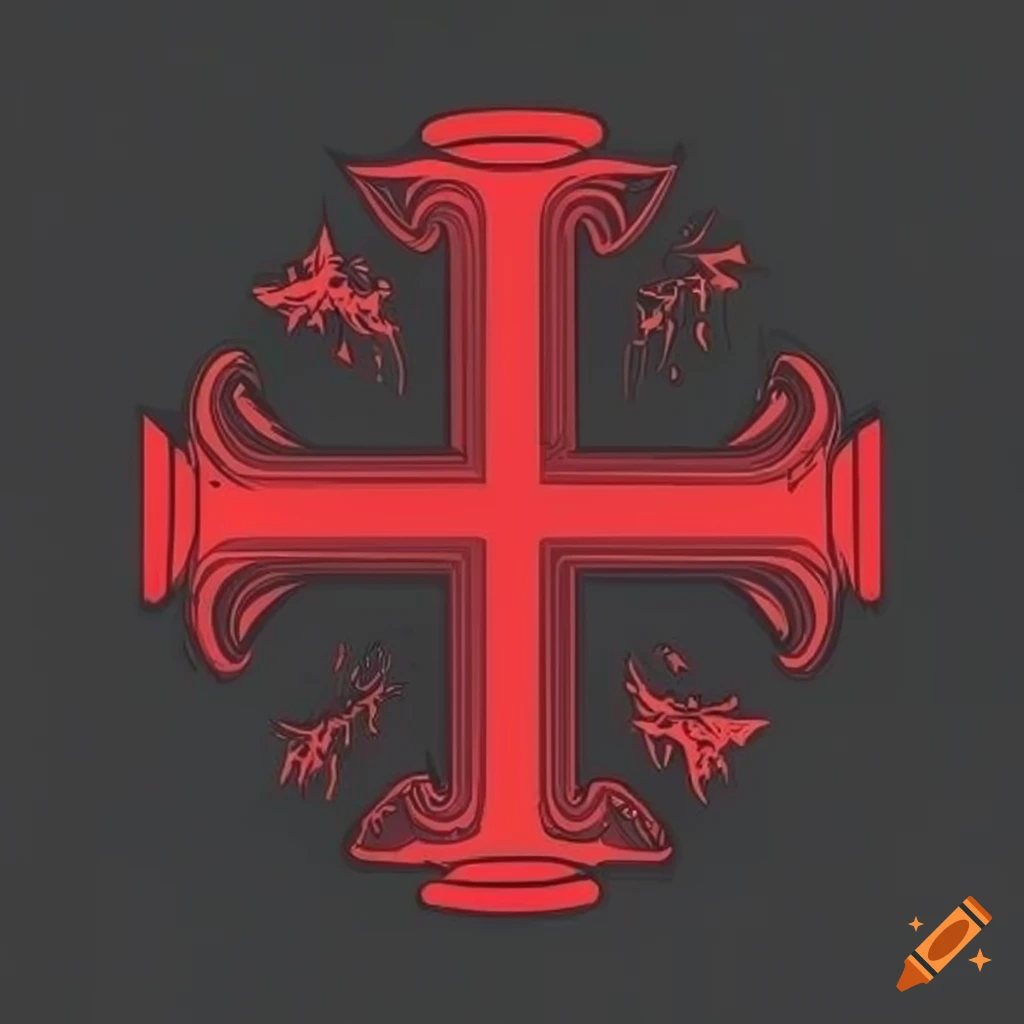 Vector art of a red cross with thick black outlines on Craiyon