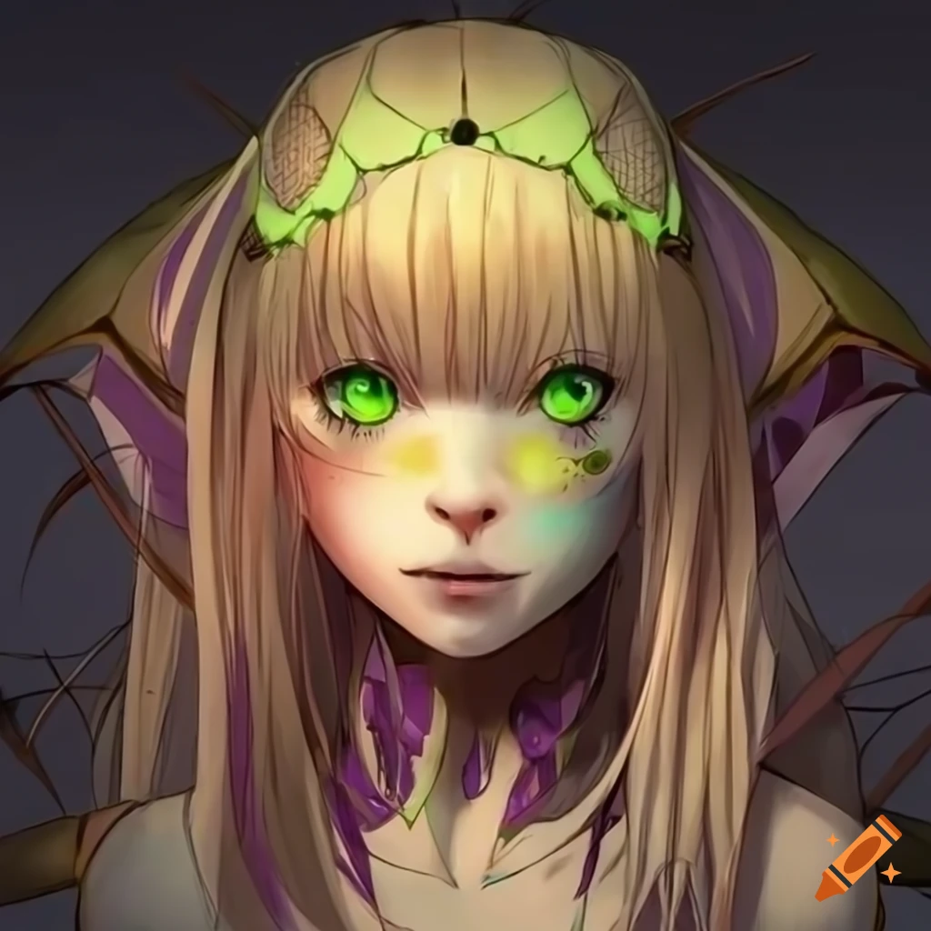 Anime style portrait of an insectoid girl on Craiyon
