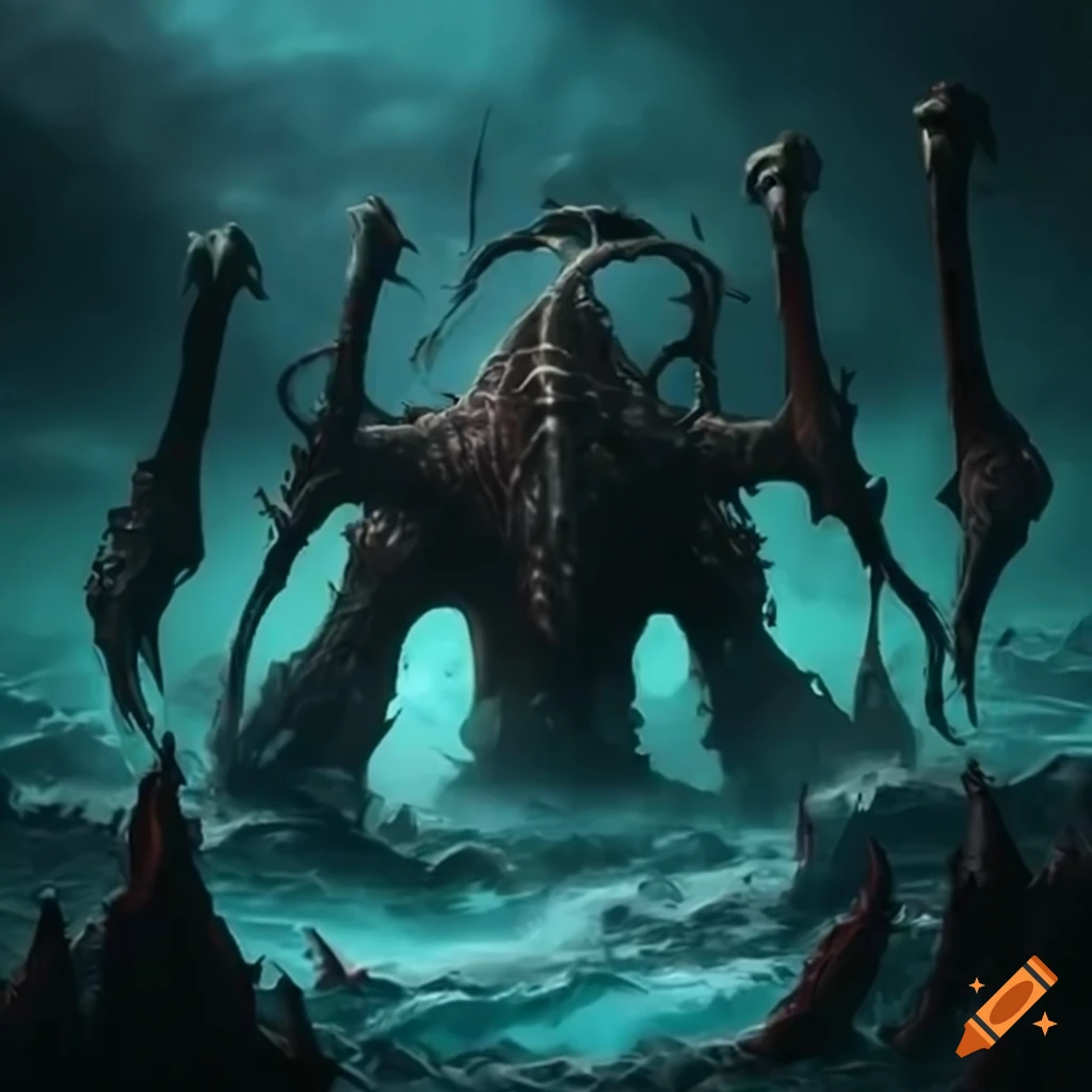 Artwork of the cult of the abyssal tide on Craiyon