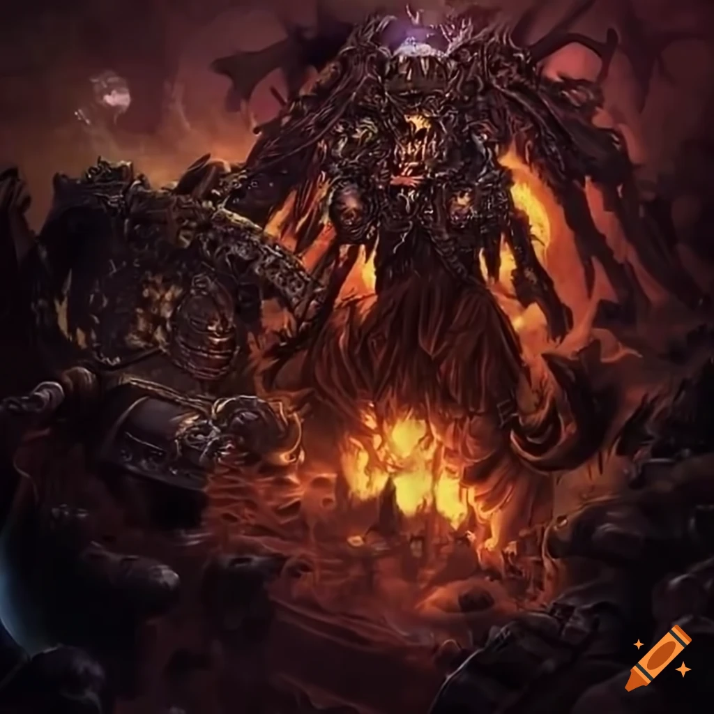 Overview of a chaotic world in Warhammer 40k on Craiyon