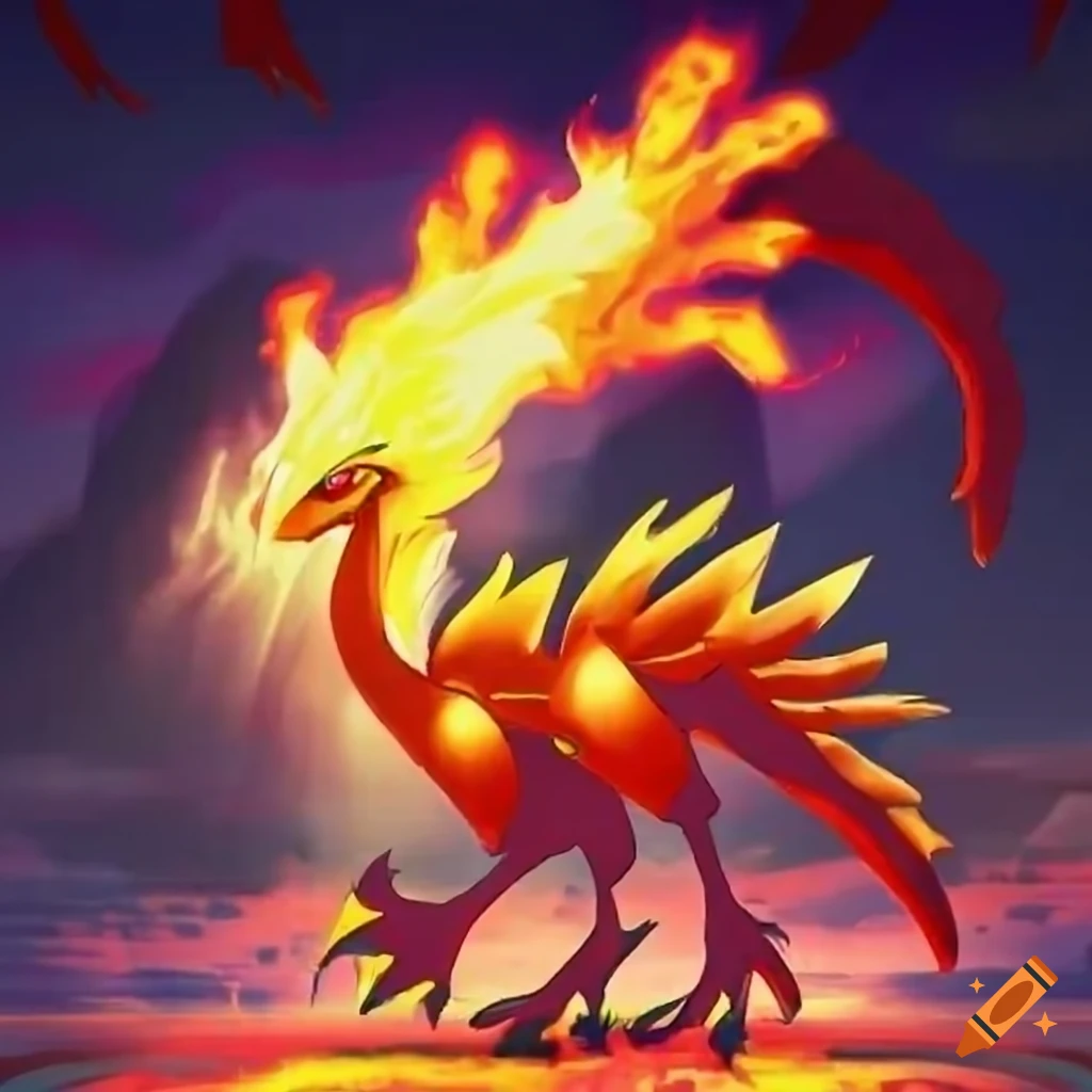 Image of a fierce electric fire raptor roadrunner pokémon on Craiyon