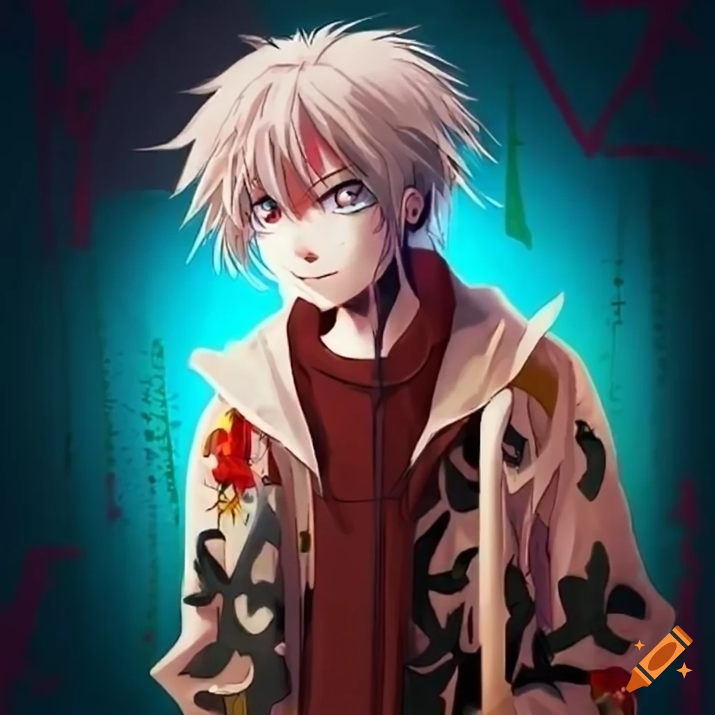 Anime character with japanese signs on Craiyon