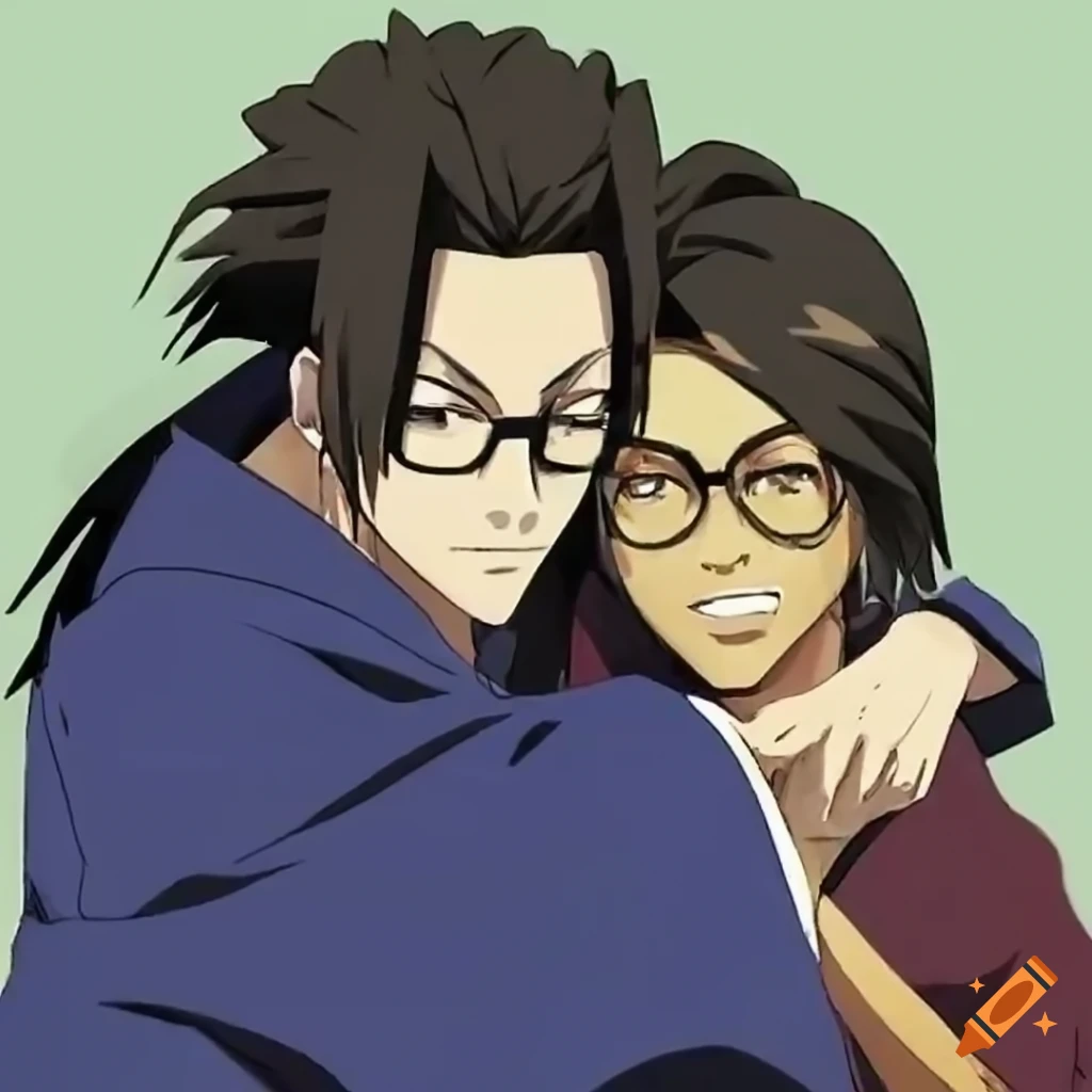 Jin from samurai champloo hugging an african american woman on Craiyon