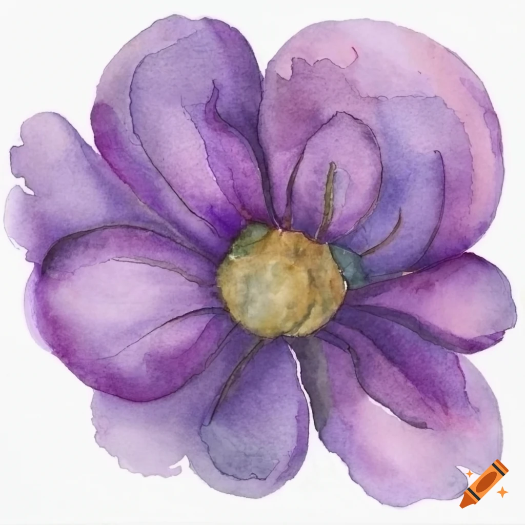 Watercolor painting of a purple flower on Craiyon