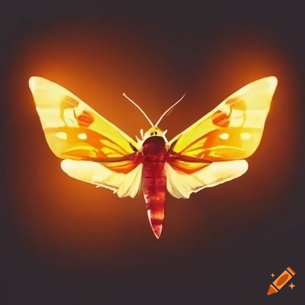 Moth in flight near a flame on Craiyon