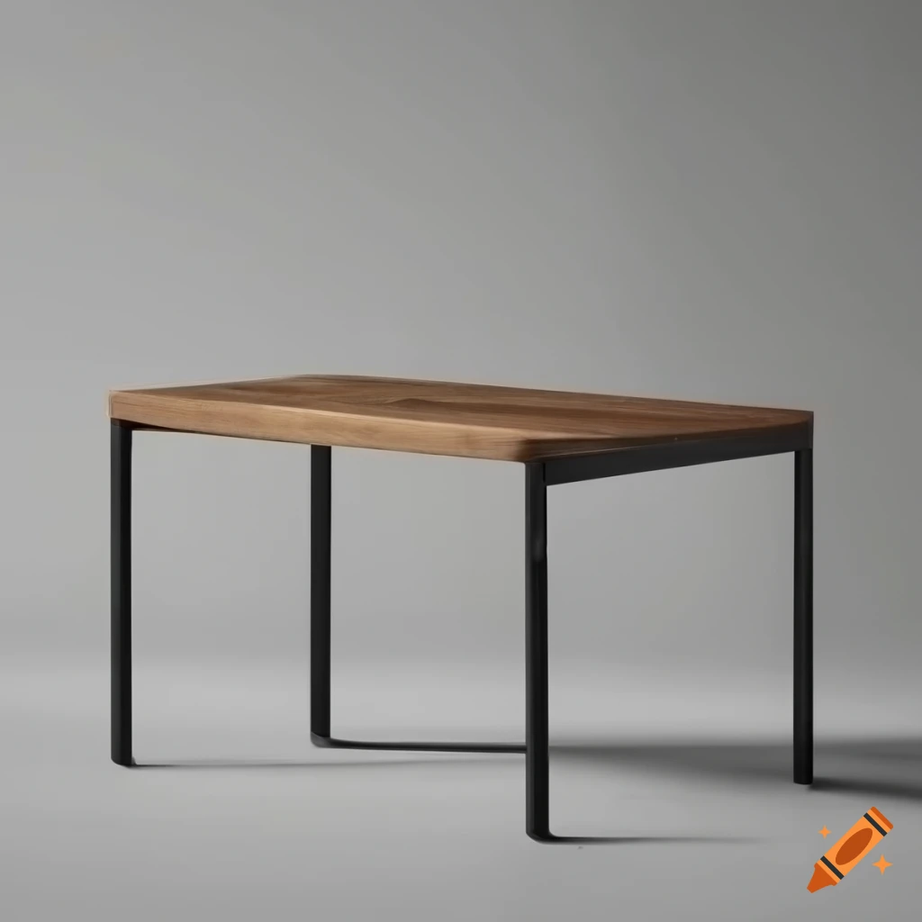 Minimalist wooden and steel table design on Craiyon