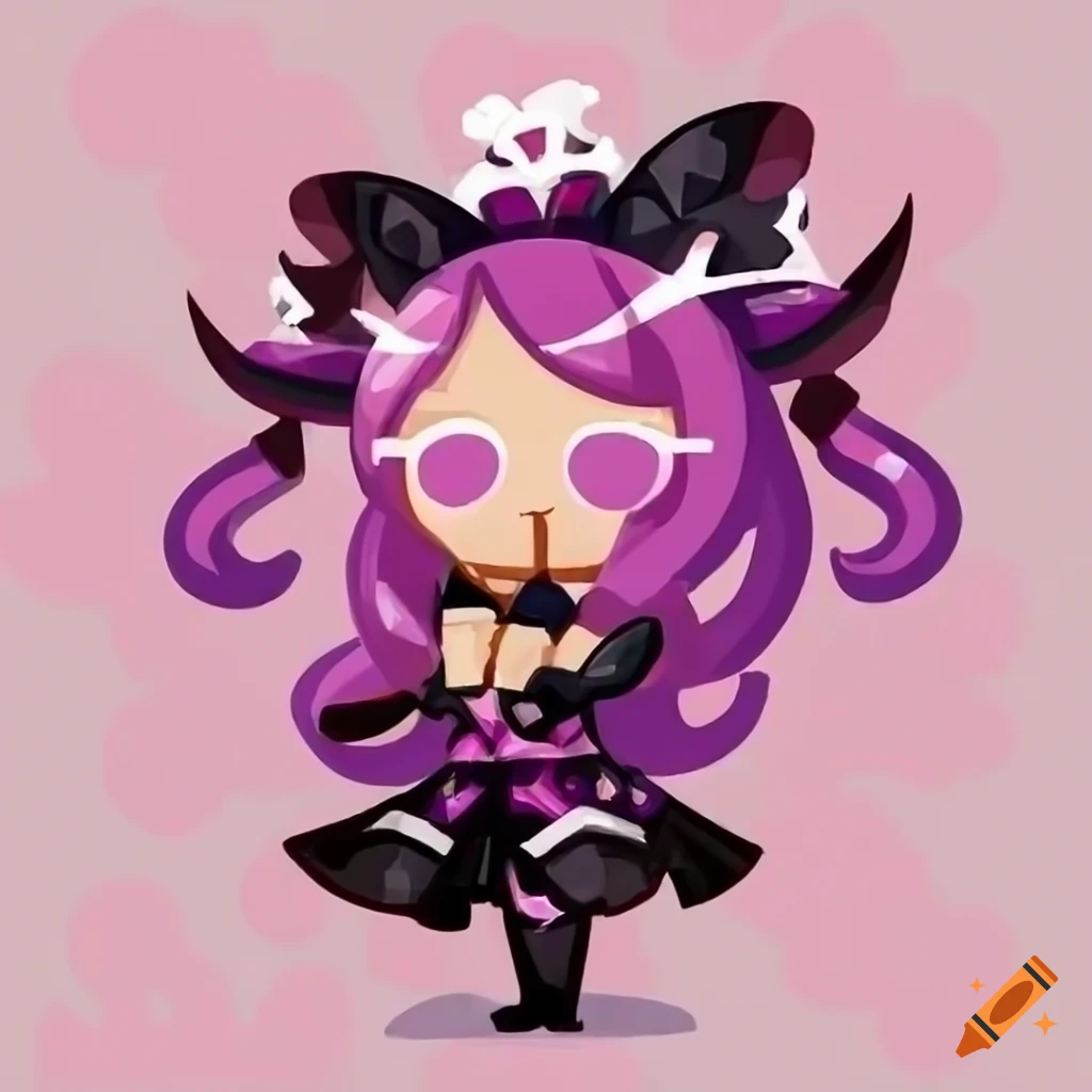 Kawaii gothic characters from Cookie Run Kingdom on Craiyon