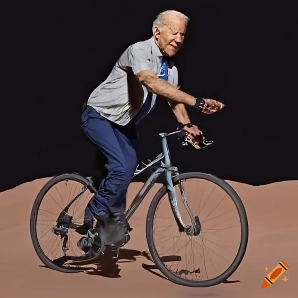 Satirical image of president joe biden cycling on mars on Craiyon