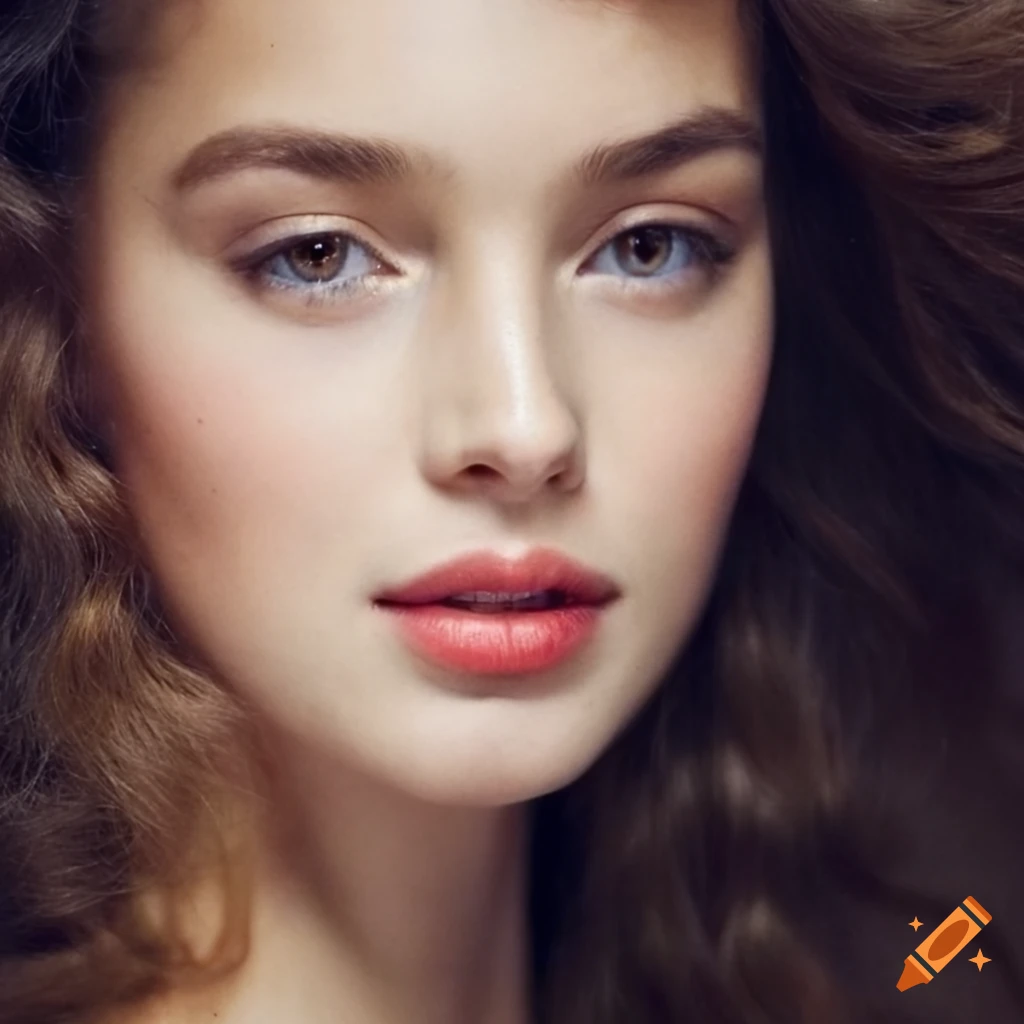 Captivating portrait of a young female model on Craiyon