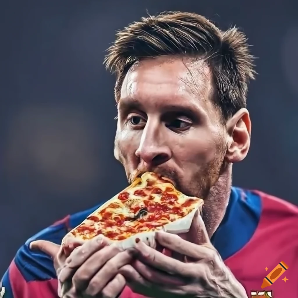 Portrait of lionel messi enjoying pizza on Craiyon