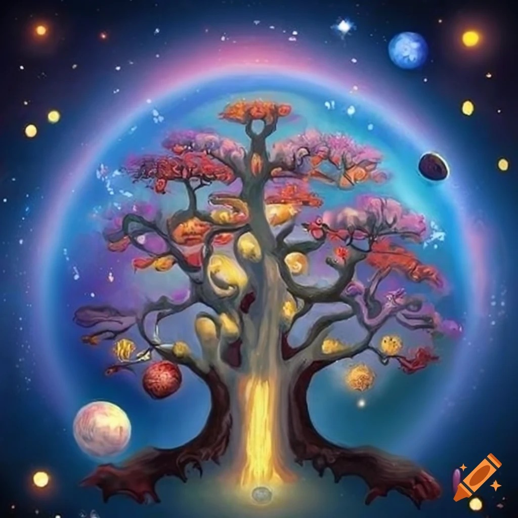 Painting of a majestic tree of life in the universe on Craiyon