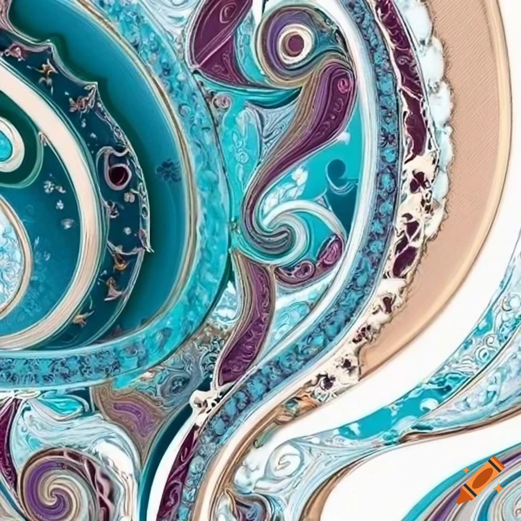 Abstract design of interlocking silver leaves on a colorful background ...